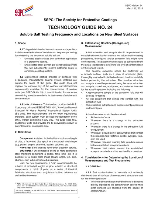 Soluble Salt Testing Frequency and Locations on New Steel Surfaces ...