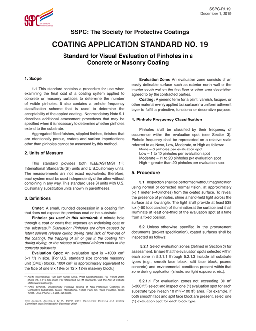 Standard for Visual Evaluation of Pinholes in a Concrete or Masonry ...