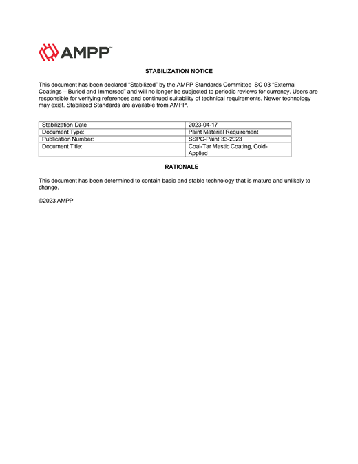 Coal Tar Mastic Coating, Cold-Applied | Standards | Association for ...