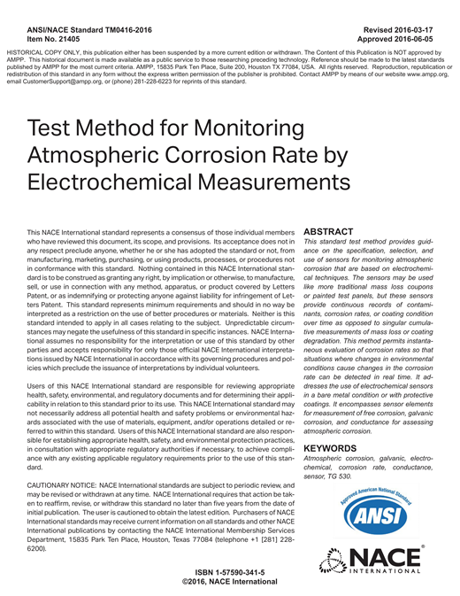 Test Method for Monitoring Atmospheric Corrosion Rate by ...