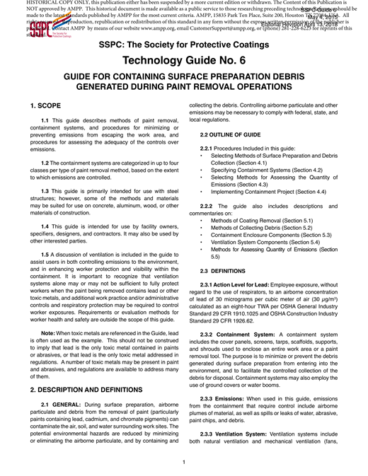 Guide for Containing Surface Preparation Debris Generated During Paint ...