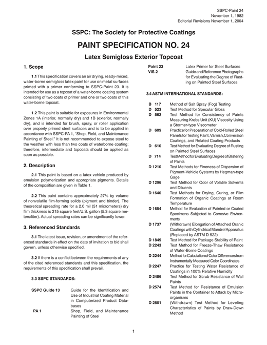 Latex Semigloss Exterior Topcoat | Standards | Association for ...