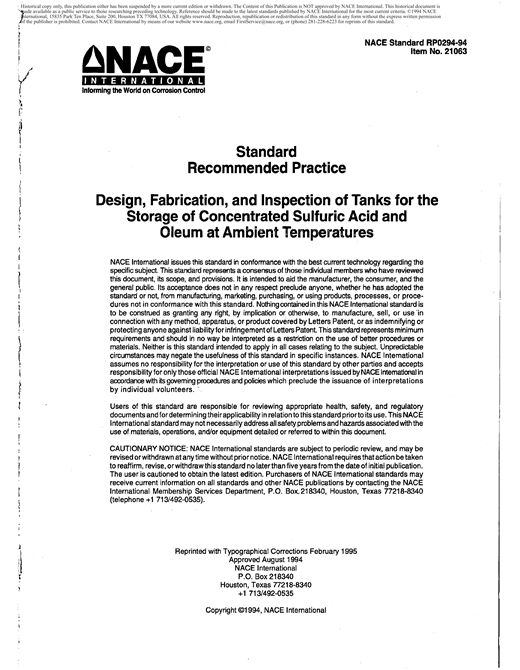 Design, Fabrication, and Inspection of Tanks for the Storage of ...