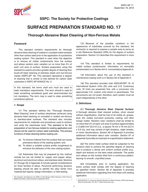 Thorough Abrasive Blast Cleaning of Non-Ferrous Metals | Standards ...