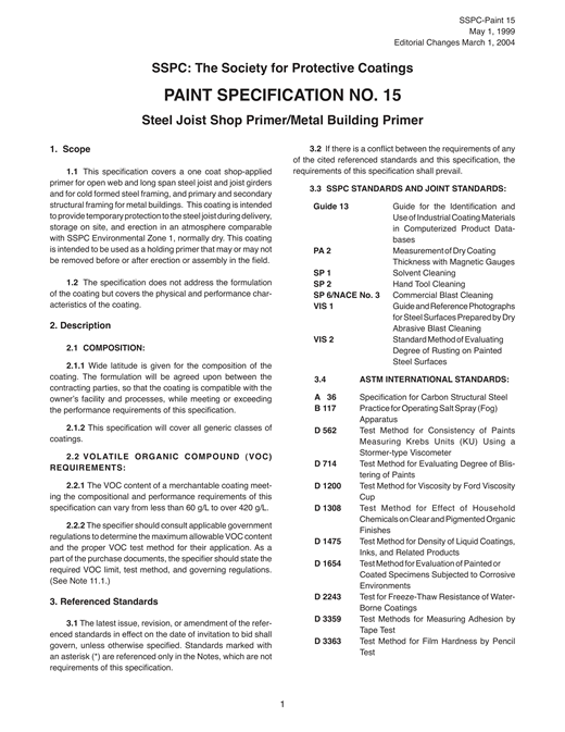 Steel Joist Shop Primer/Metal Building Primer | Standards | Association ...