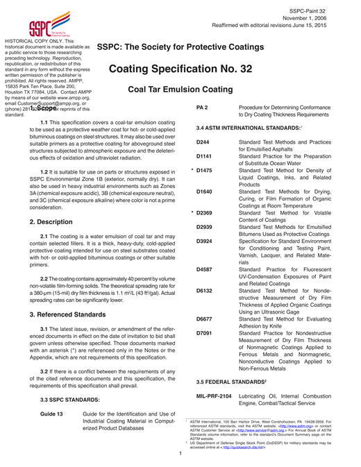 Coal Tar Emulsion Coating | Standards | Association for Materials ...