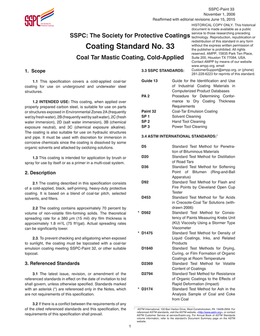 Coal Tar Mastic Coating, Cold-Applied | Standards | Association for ...