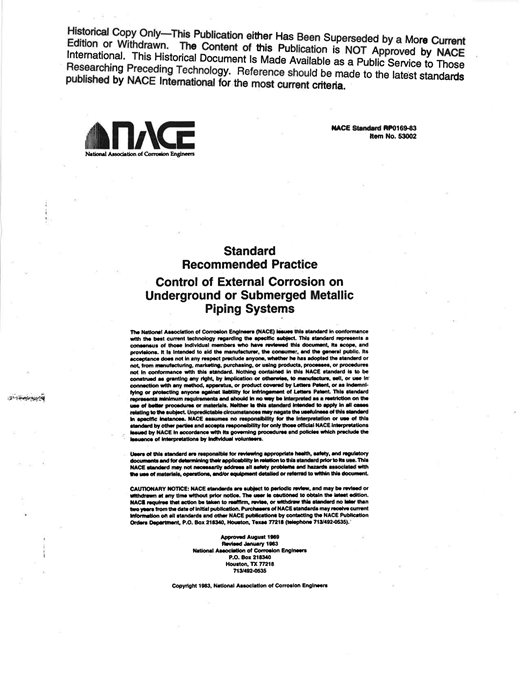 Control of External Corrosion on Underground or Submerged Metallic ...