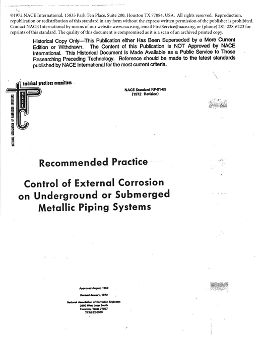 Control of External Corrosion on Underground or Submerged Metallic ...