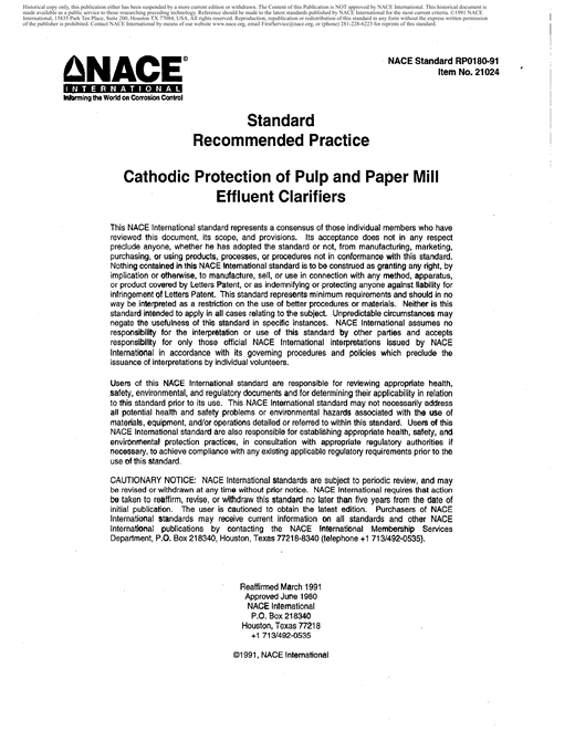 Cathodic Protection of Pulp and Paper Mill Effluent Clarifiers ...
