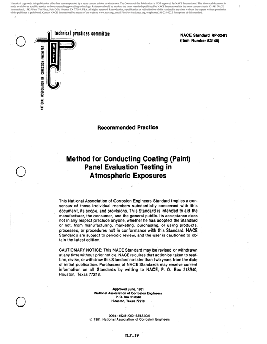 Method for Conducting Coating (Paint) Panel Evaluation Testing in ...