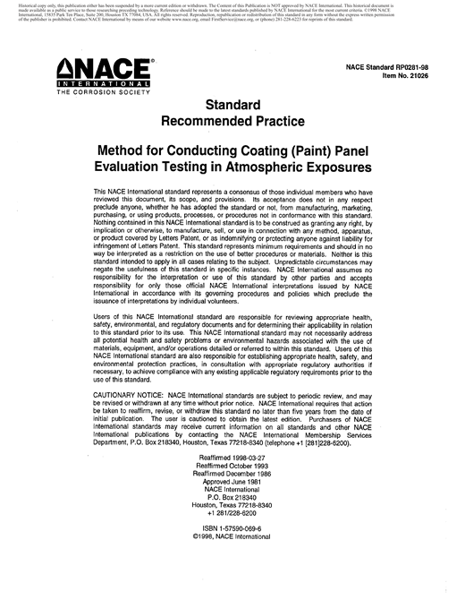 Method for Conducting Coating (Paint) Panel Evaluation Testing in ...