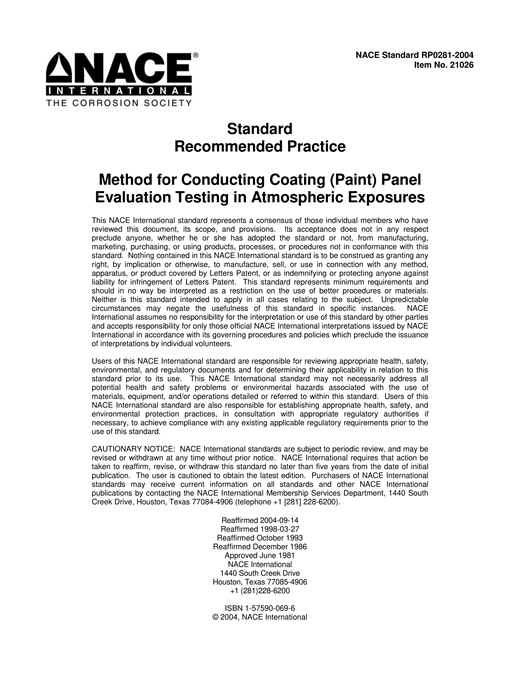 Method for Conducting Coating (Paint) Panel Evaluation Testing in ...