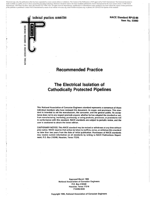 The Electrical Isolation of Cathodically Protected Pipelines ...