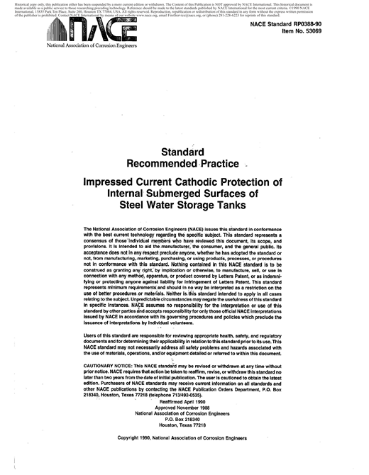 Impressed Current Cathodic Protection of Internal Submerged Surfaces of ...