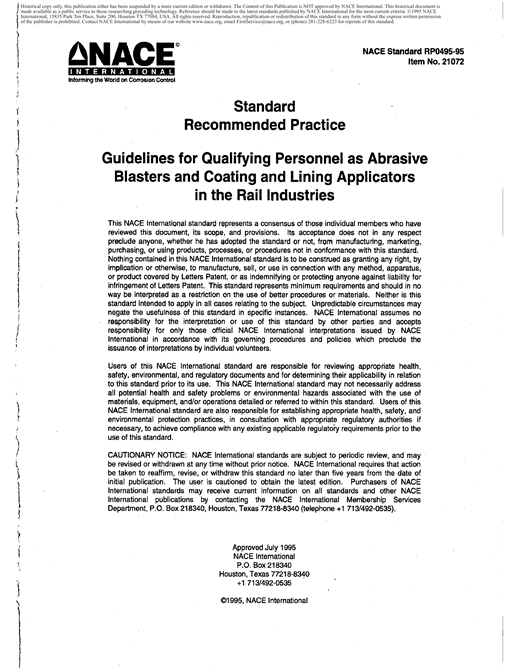 Guidelines for Qualifying Personnel as Abrasive Blasters and Coating ...