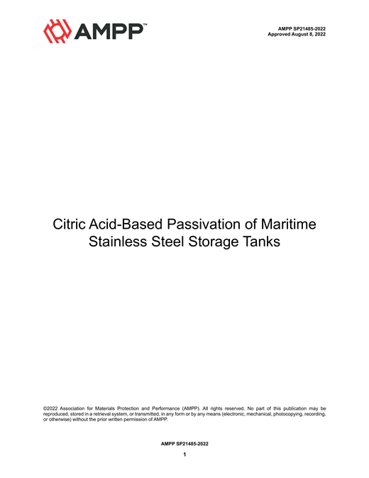 Citric Acid-Based Passivation of Maritime Stainless Steel Storage Tanks ...