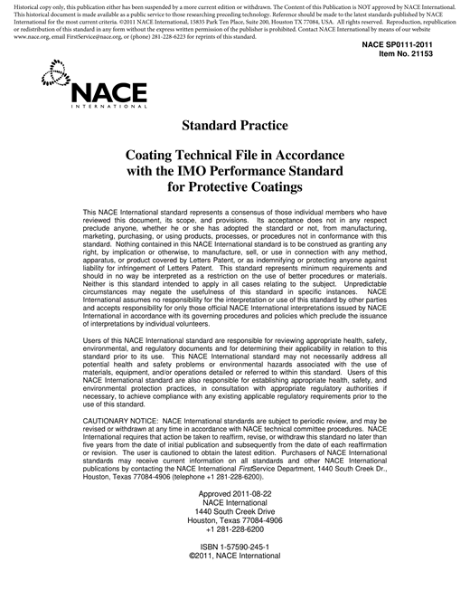 Coating Technical File in Accordance with the IMO Performance Standard ...