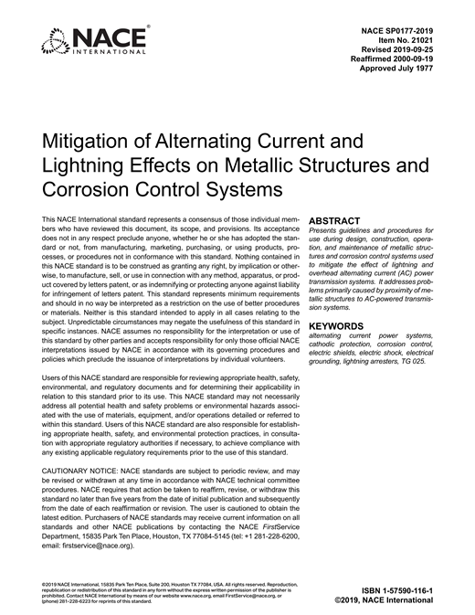 Mitigation of Alternating Current and Lightning Effects on Metallic ...