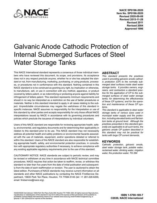 Galvanic Anode Cathodic Protection of Internal Submerged Surfaces of ...