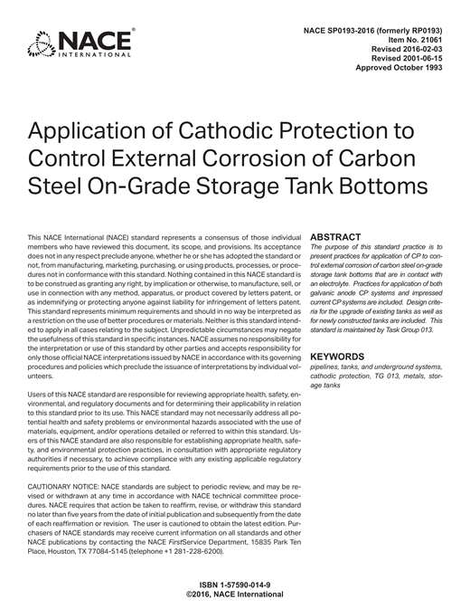 Application of Cathodic Protection to Control External Corrosion of ...