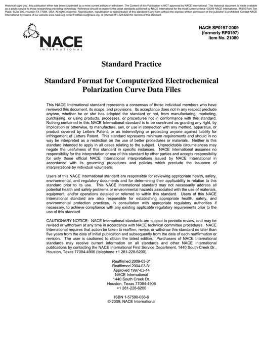 Standard Format for Computerized Electrochemical Polarization Curve ...