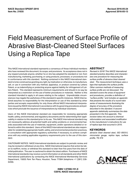 Field Measurement of Surface Profile of Abrasive Blast-Cleaned Steel ...