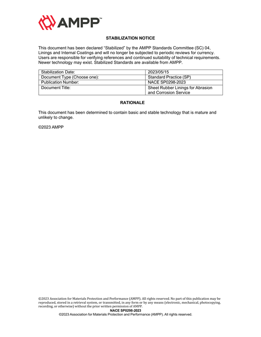 Sheet Rubber Linings for Abrasion and Corrosion Service | Standards ...