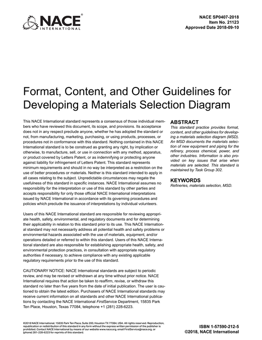 Format, Content, and Other Guidelines for Developing a Materials ...