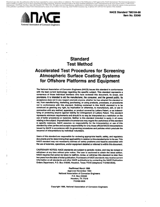 Accelerated Test Procedures for Screening Atmospheric Surface Coating ...