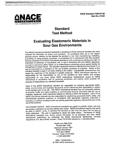Evaluating Elastomeric Materials in Sour Gas Environments | Standards ...