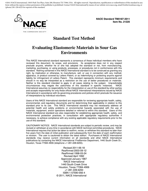 Evaluating Elastomeric Materials in Sour Gas Environments | Standards ...