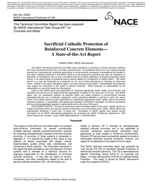 Sacrificial Cathodic Protection of Reinforced Concrete Elements—A State ...