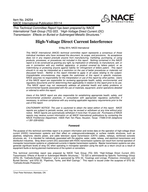 High-Voltage Direct Current Interference | Standards | Association for ...