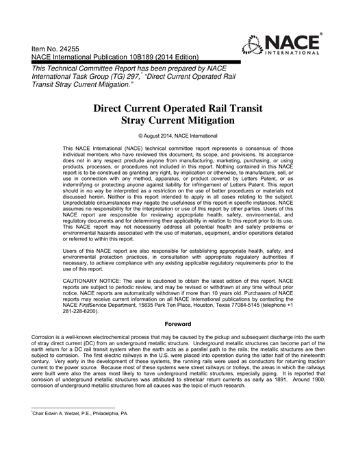 Direct Current Operated Rail Transit Stray Current Mitigation ...