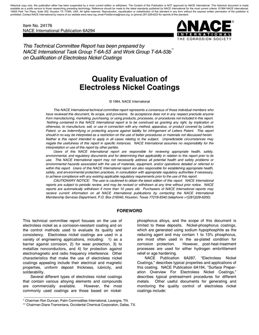 Quality Evaluation of Electroless Nickel Coatings | Standards ...