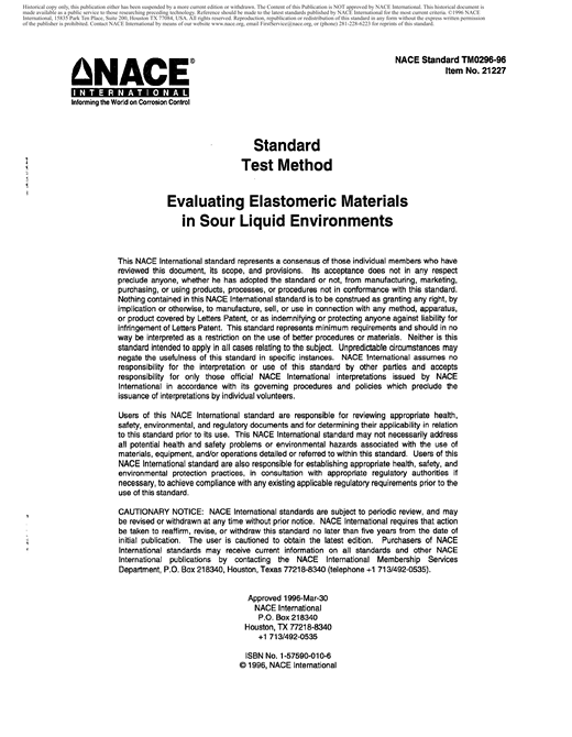 Evaluating Elastomeric Materials in Sour Liquid Environments ...