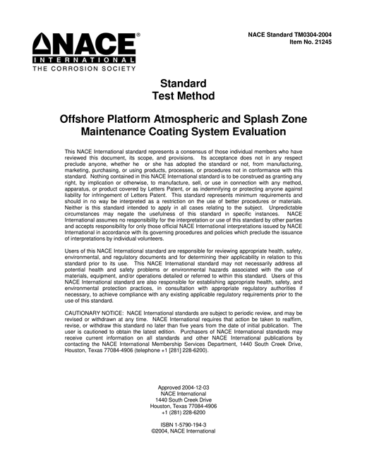 Offshore Platform Atmospheric and Splash Zone Maintenance Coating ...
