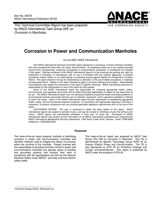 Corrosion in Power and Communication Manholes | Standards | Association ...