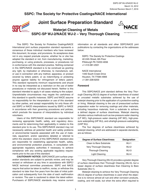 Waterjet Cleaning of Metals - Very Thorough Cleaning | Standards ...