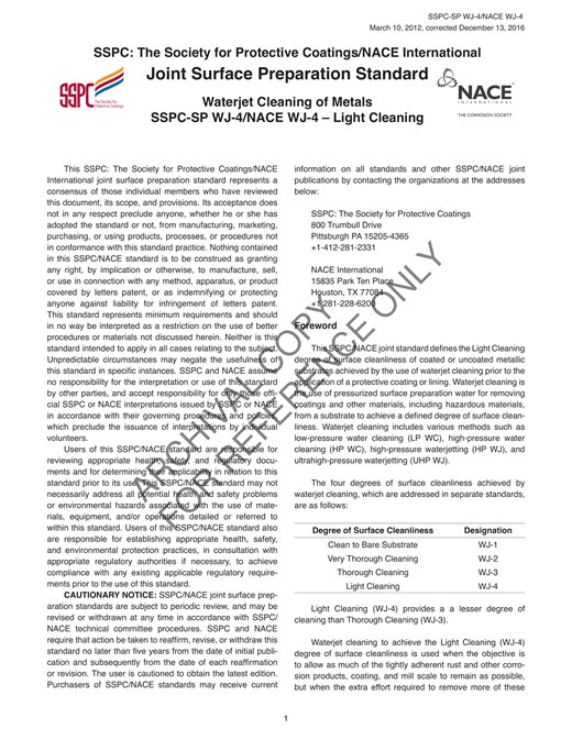 Waterjet Cleaning of Metals - Light Cleaning | Standards | Association ...