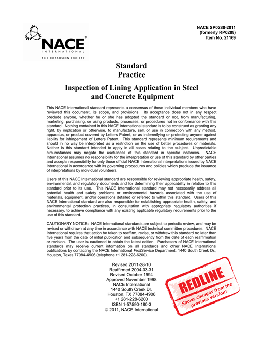 Inspection of Lining Application in Steel and Concrete Equipment ...