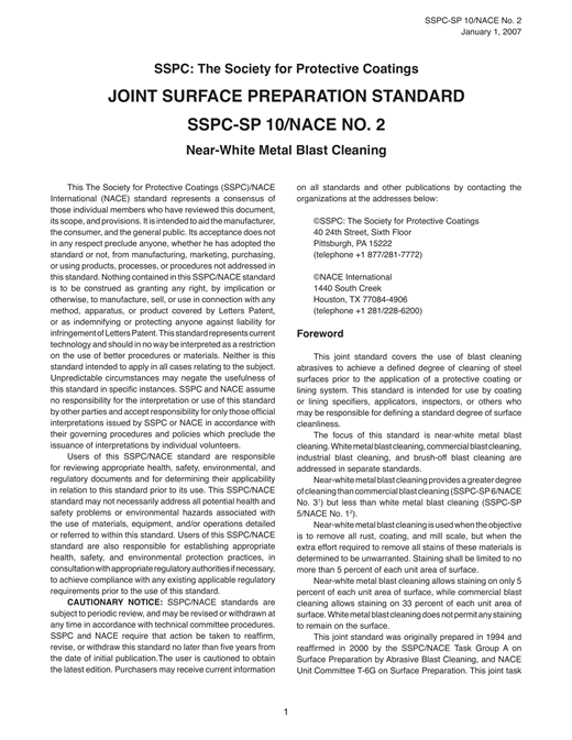 Near-White Blast Cleaning | Standards | Association for Materials ...