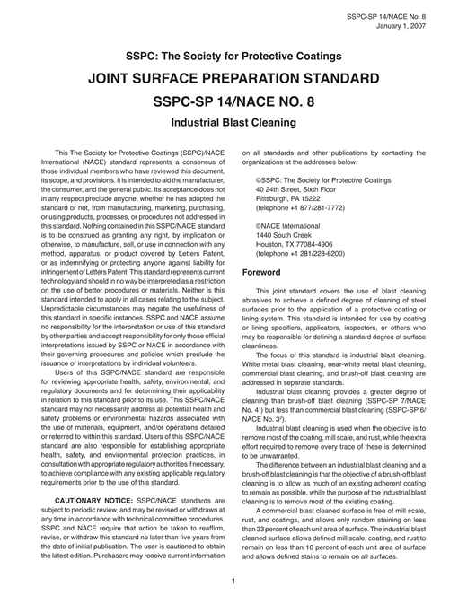 Industrial Blast Cleaning | Standards | Association for Materials ...
