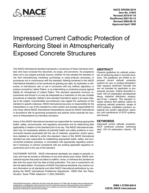 Impressed Current Cathodic Protection of Reinforcing Steel in ...