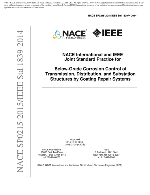 NACE International and IEEE Joint Standard Practice for Below-Grade ...